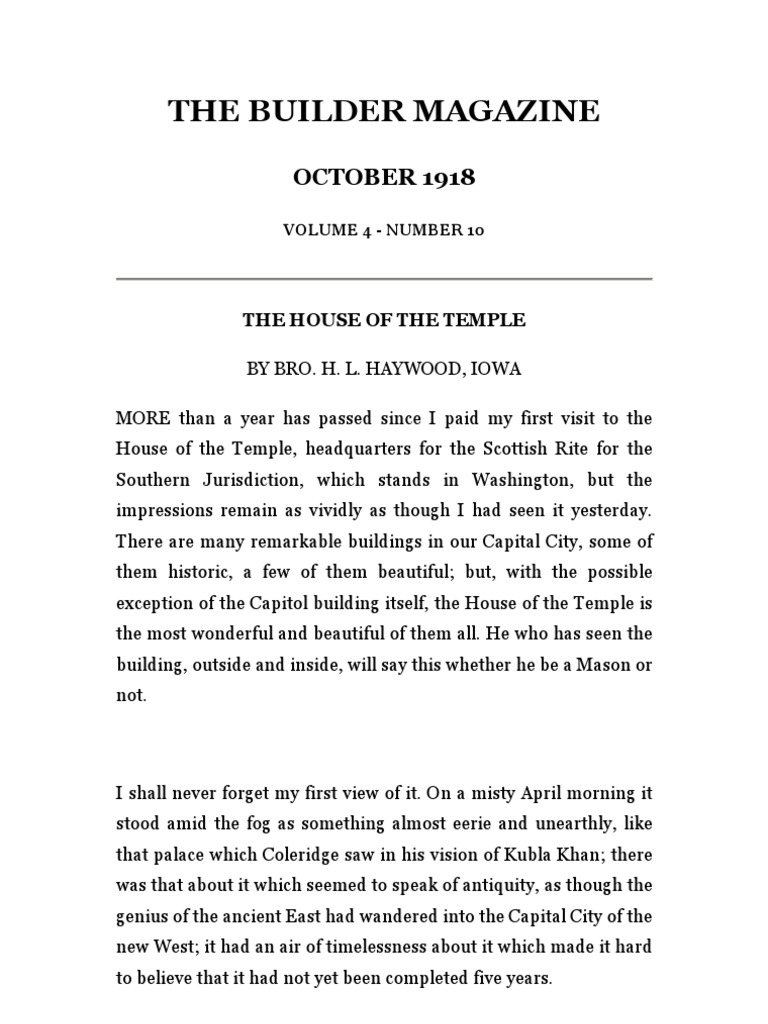 The Builder Magazine Vol IV # X | PDF | Rosicrucianism | Freemasonry