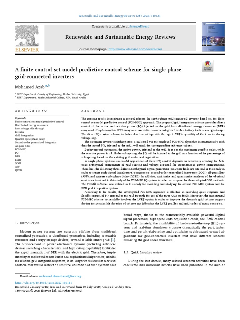 A Finite Control Set Model Predictive Control Scheme For Single Phase Grid Connected Inverters