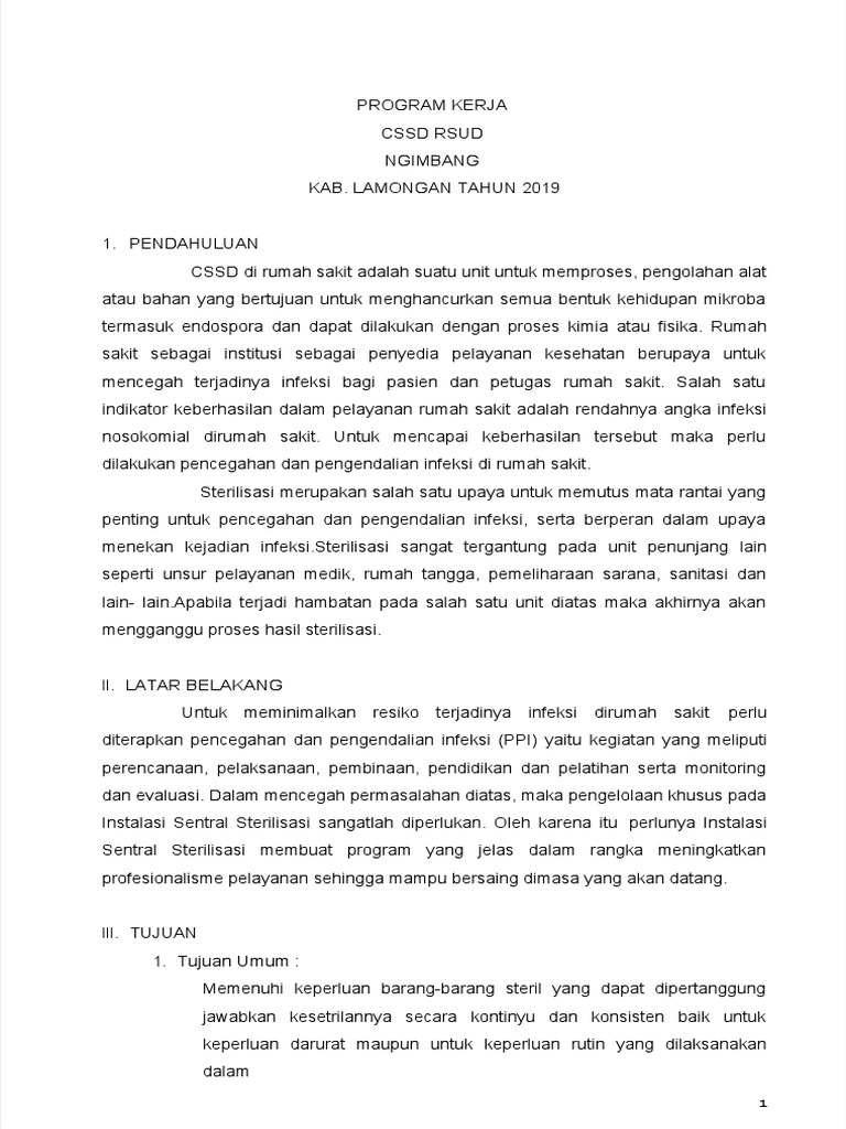 Program Kerja CSSD | PDF | Kesehatan Holistik | Sains & Matematika