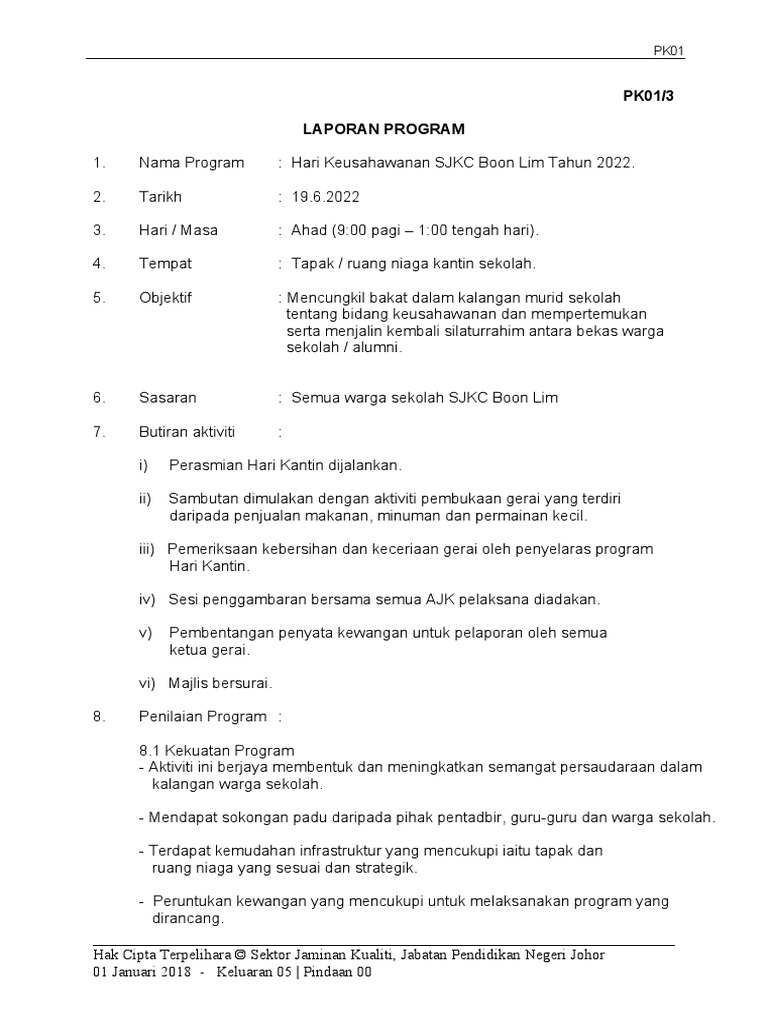 Laporan Hari Keusahawanan Sekolah - 2022 | PDF | Pengelolaan Keuangan ...