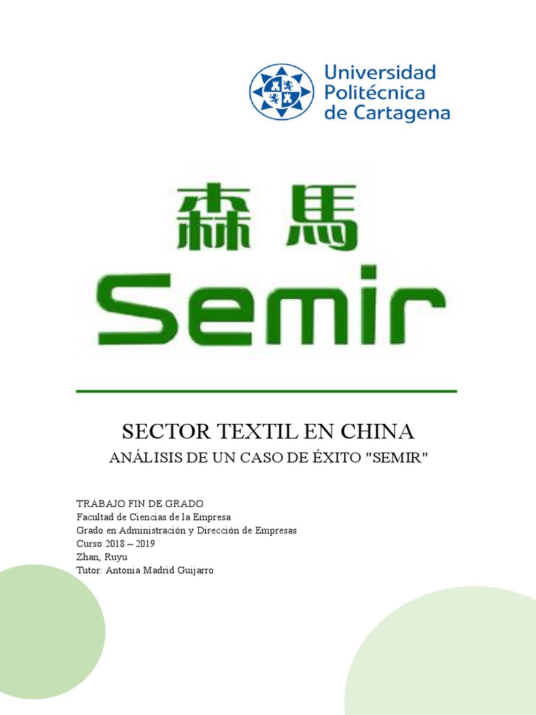 Análisis del éxito del sector textil chino a través del caso SEMIR ...
