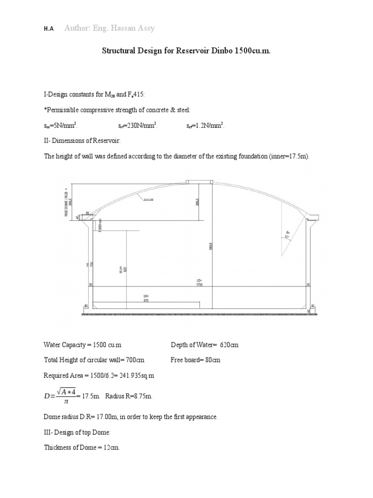 Design or Structural Check For Reservoir Dinbo 1500cu | PDF | Beam (Structure) | Continuum Mechanics