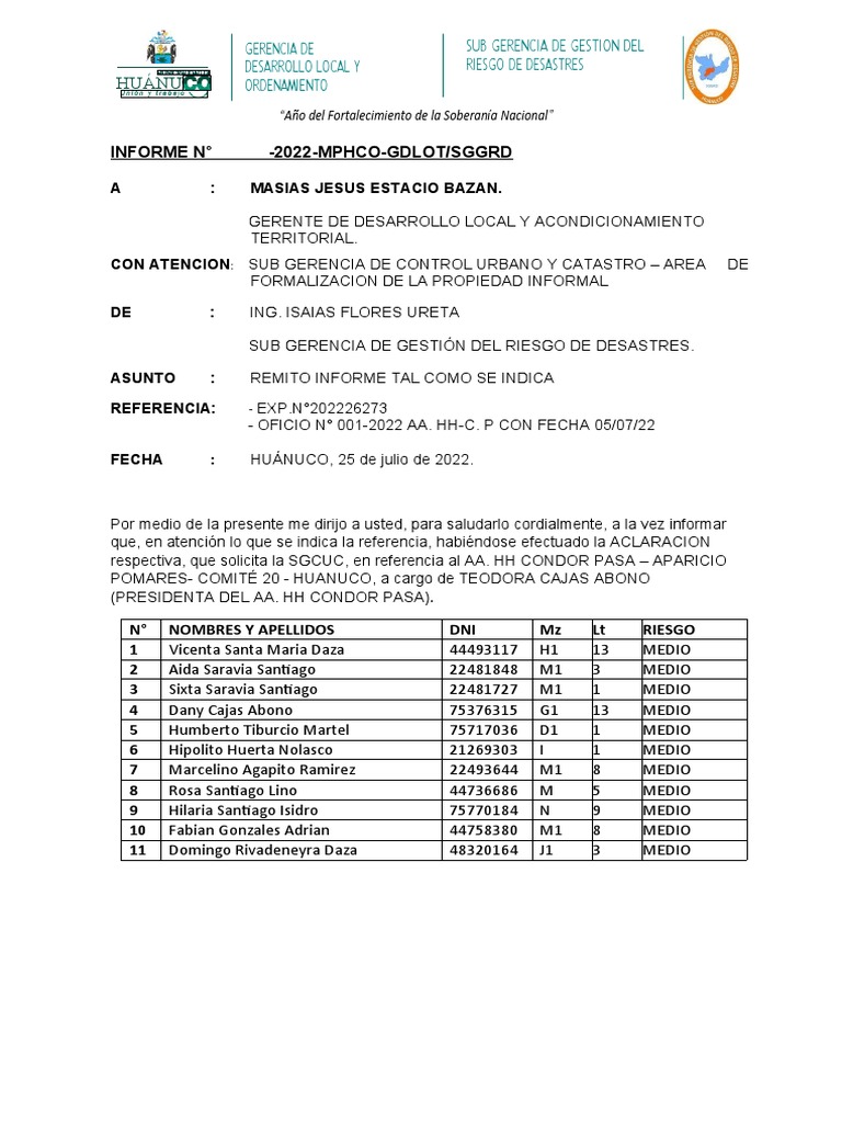 INFORME Condor Pasa GERENCIA RECT | PDF