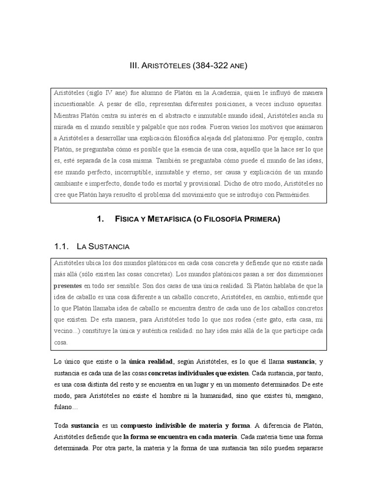 Filosofía de Aristóteles: Sustancia y Movimiento | PDF | Teoría de ...