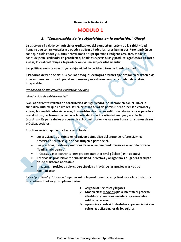 Art 4 Resumen PARCIAL 1 Modulos 1 2 y 3 Completo | PDF | Derechos humanos | Pobreza e indigencia