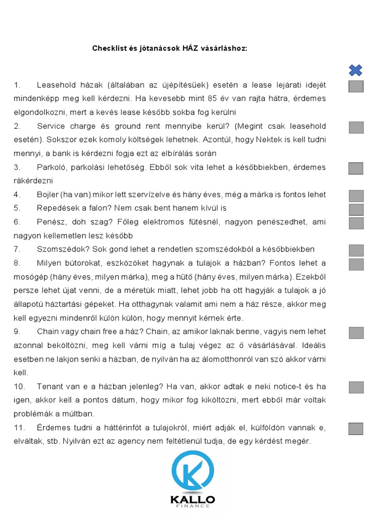 HOUSE Checklist | PDF
