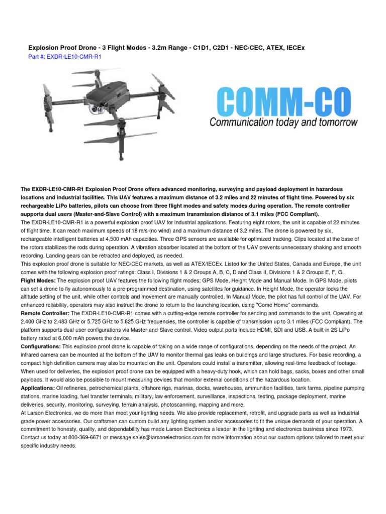 Explosion Proof Drone Atex z1 | PDF | Unmanned Aerial Vehicle | Manufactured Goods