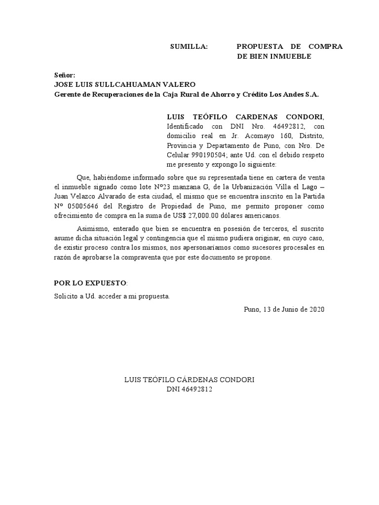 Propuesta de Compra Cla | PDF