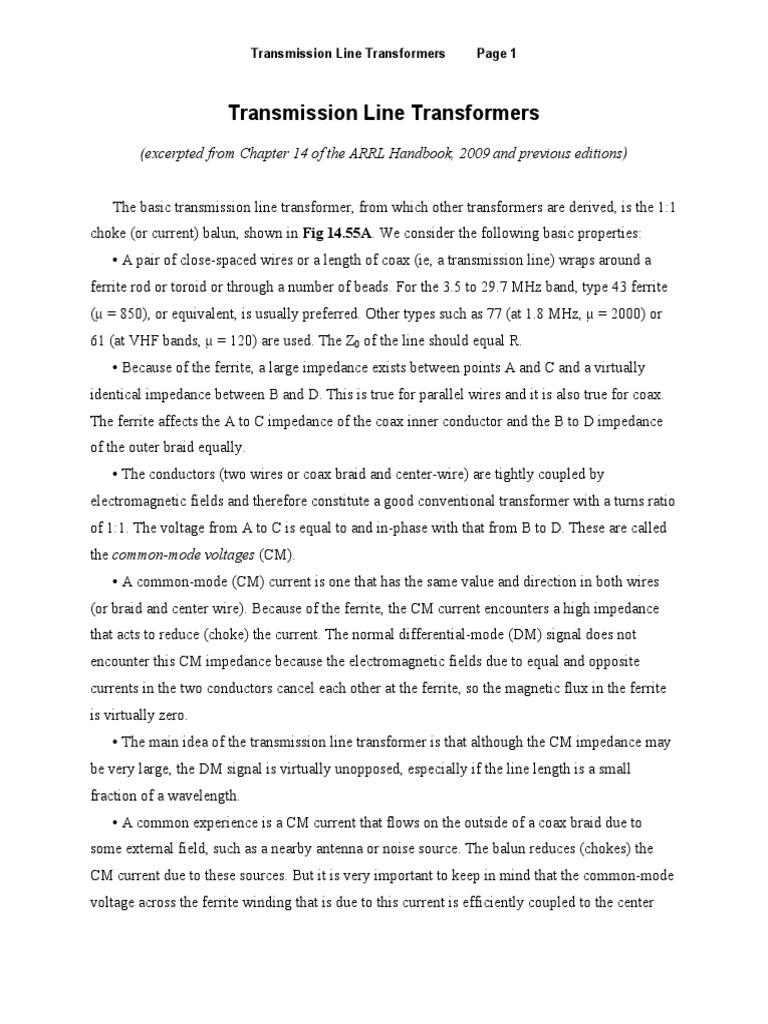 Transmission Line Transformers | PDF | Transformer | Coaxial Cable