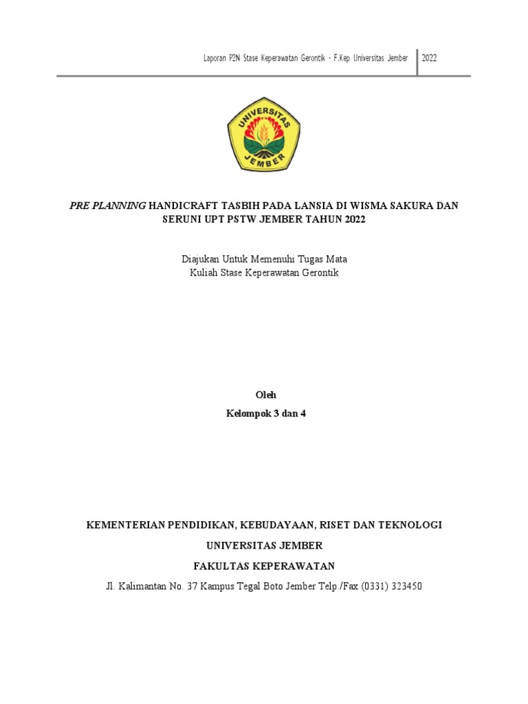 Preplanning Pokja 1 | PDF