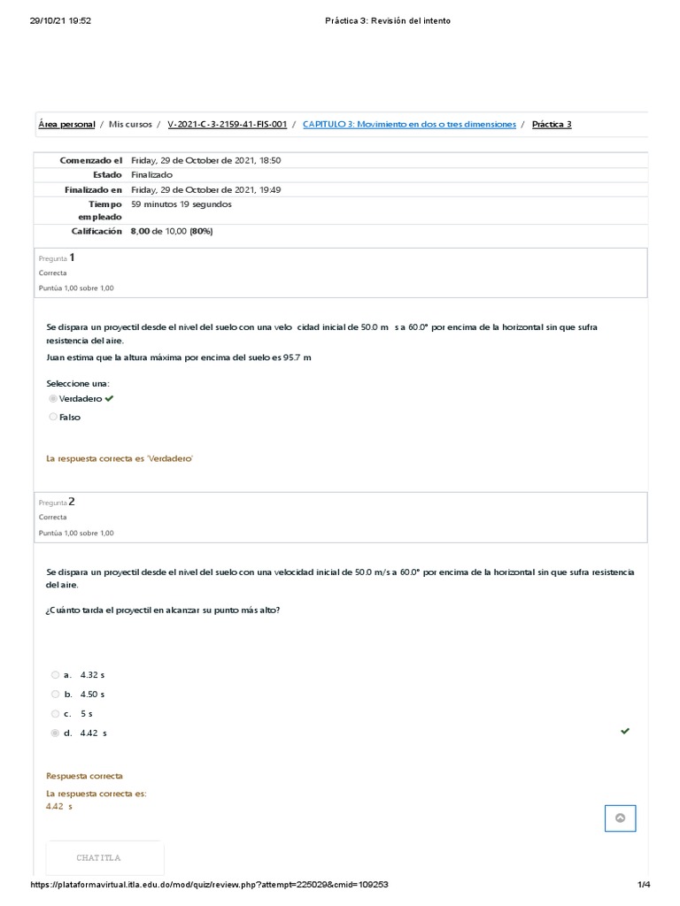 Práctica 3 - Revisión Del Intento | PDF