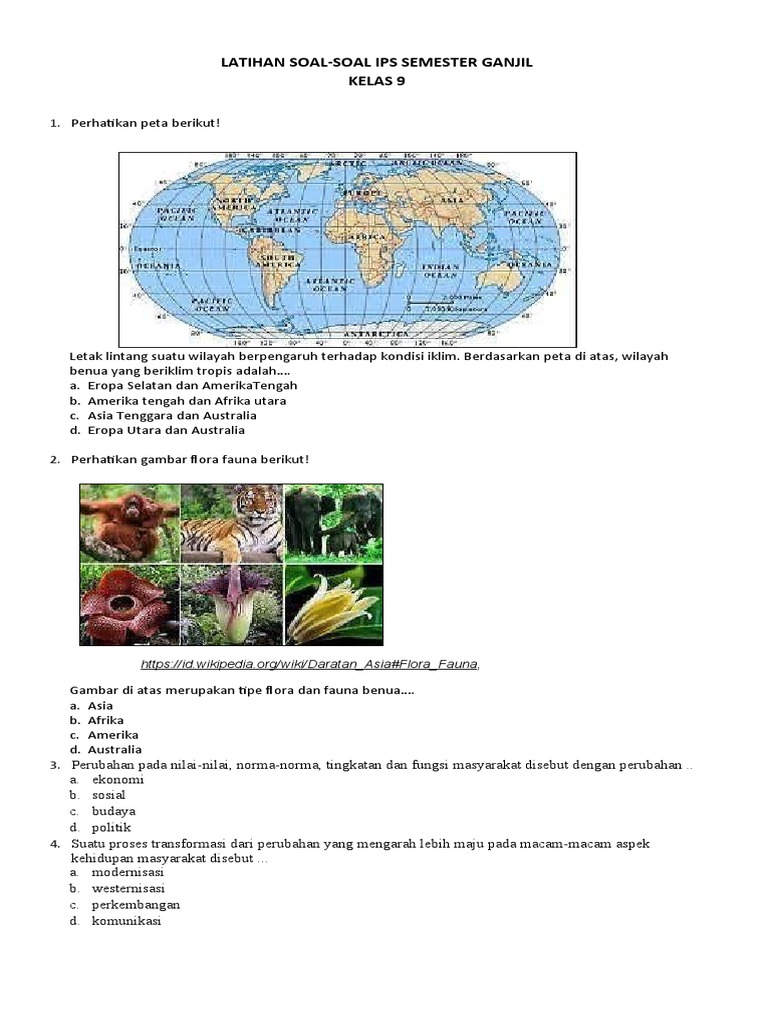 Latihan Soal-Soal IPS Semester Ganjil Kelas 9 | PDF