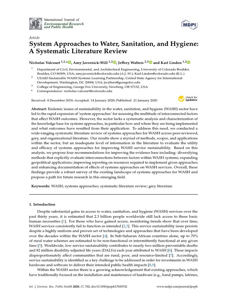 System Approaches To Water, Sanitation, and Hygiene A Systematic Literature Review | PDF | Wash ...