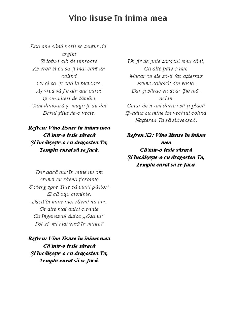 Vino Iisuse in Inima Mea | PDF