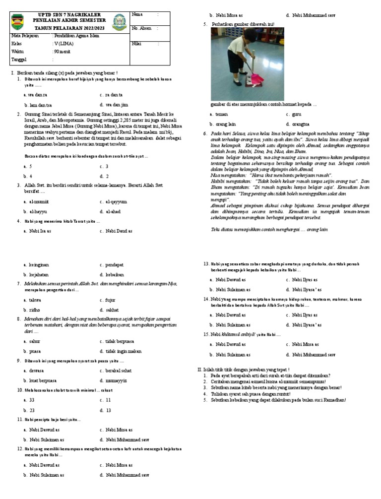 Soal PAS PAI Kelas 5 | PDF