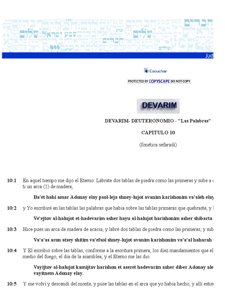 DEvarim - Deuteronomio - Capítulo 10 | PDF | Arca de la Alianza | Contenido bíblico