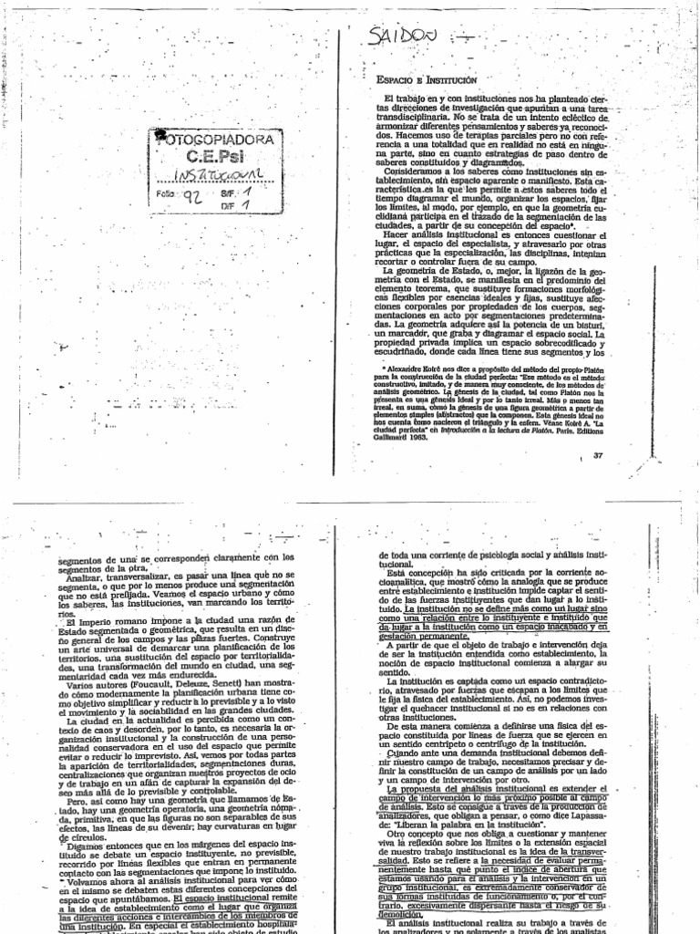 SAIDON. Cap. Espacio e Instituciones | PDF