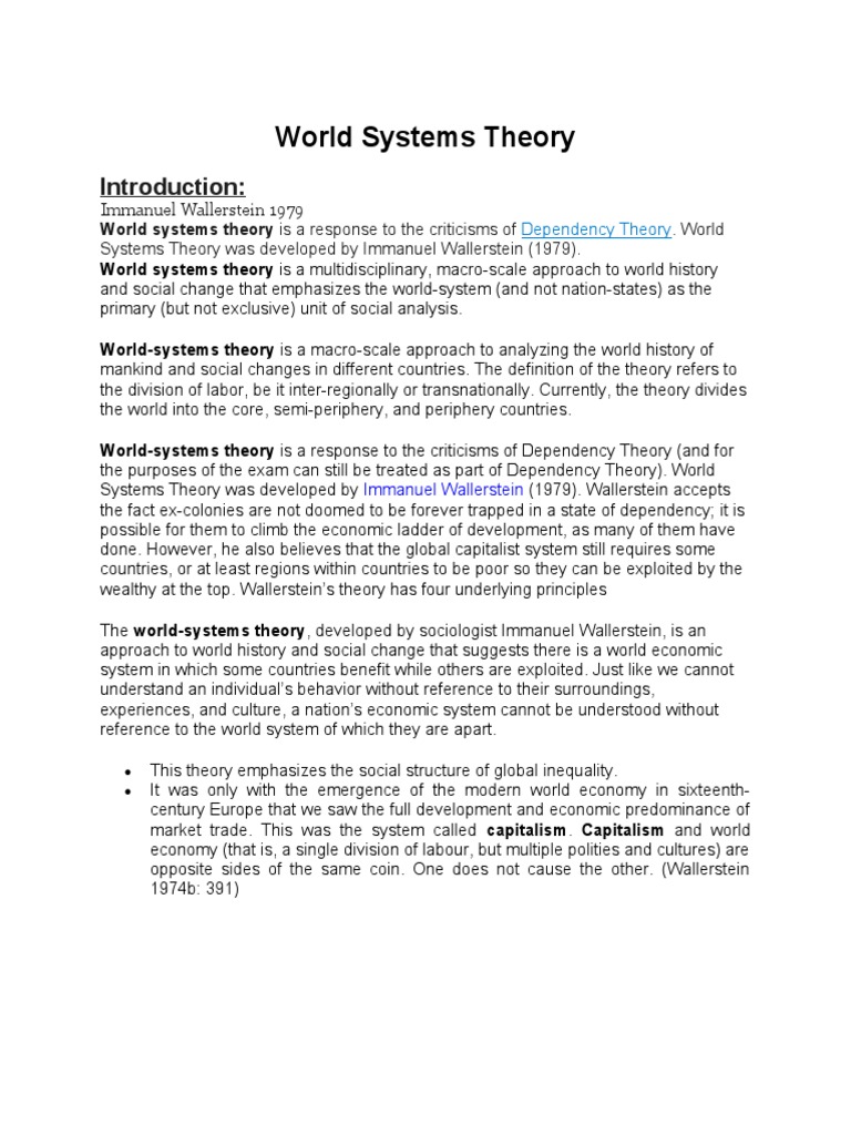 World Systems Theory Report | PDF | World Systems Theory | Economic ...
