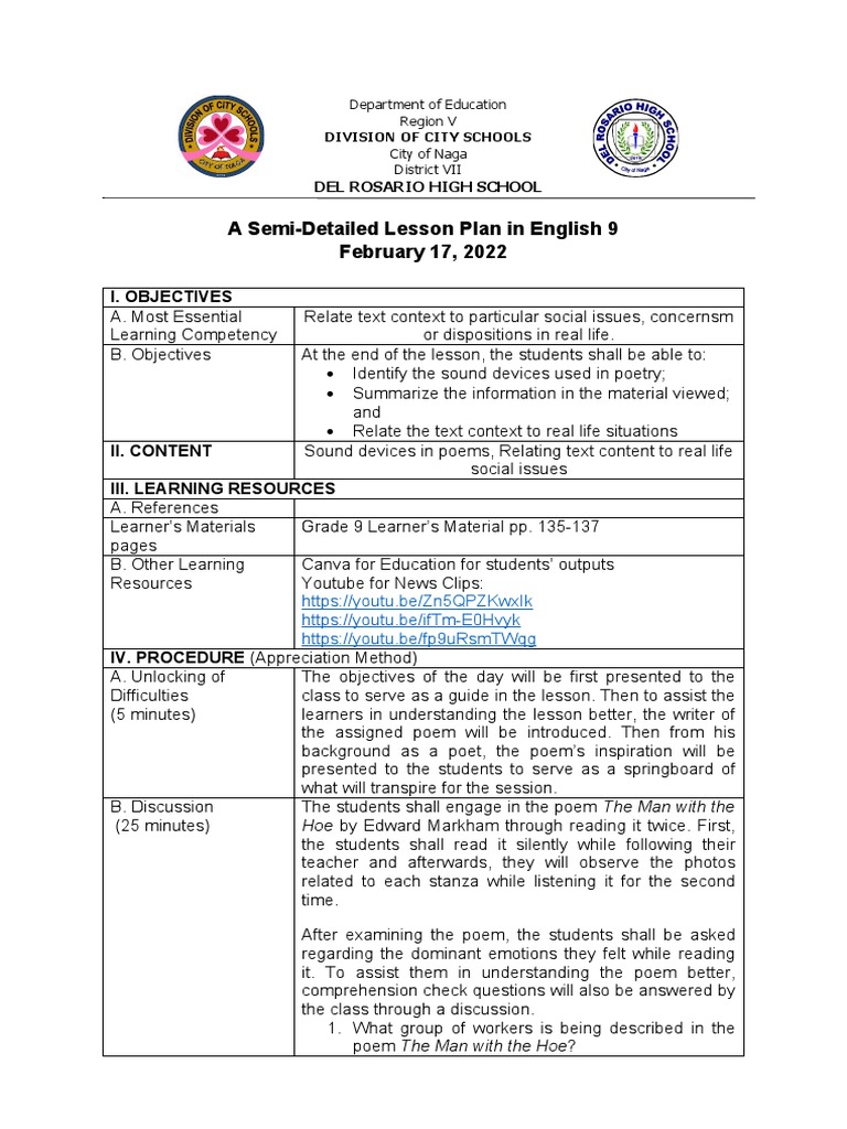 SY 2021-2022 1st COT Lesson Plan | Download Free PDF | Lesson Plan ...