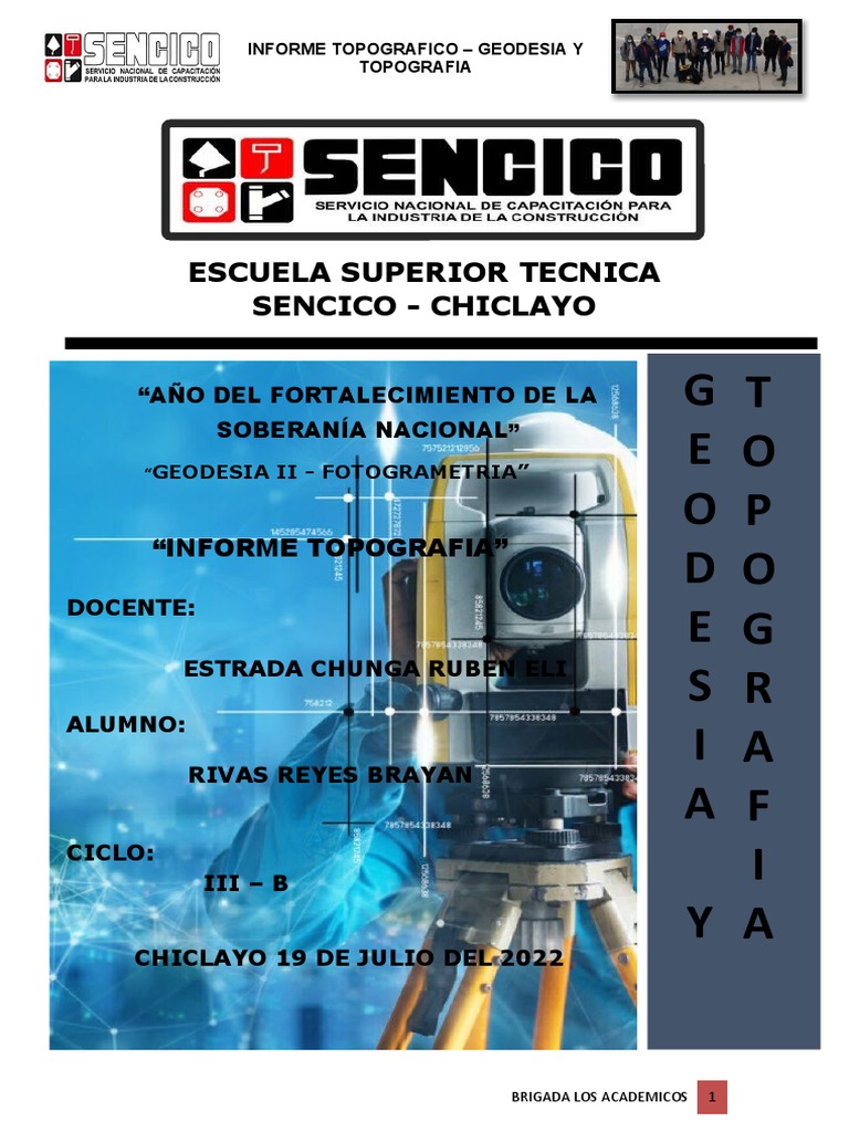 Informe Topografico - Geodesia Ii y Fotogrametria | PDF | Topografía ...