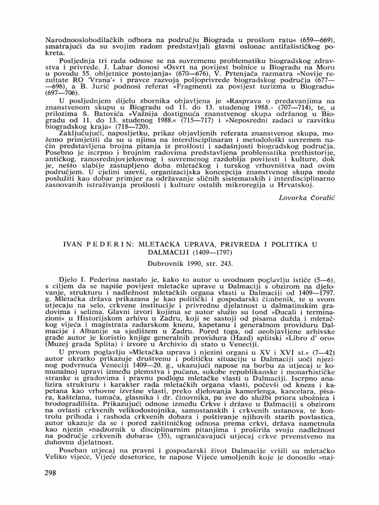 (Coralic Lovorka) Pederin - Ivan Mletacka Uprava, Privreda I Politika U ...