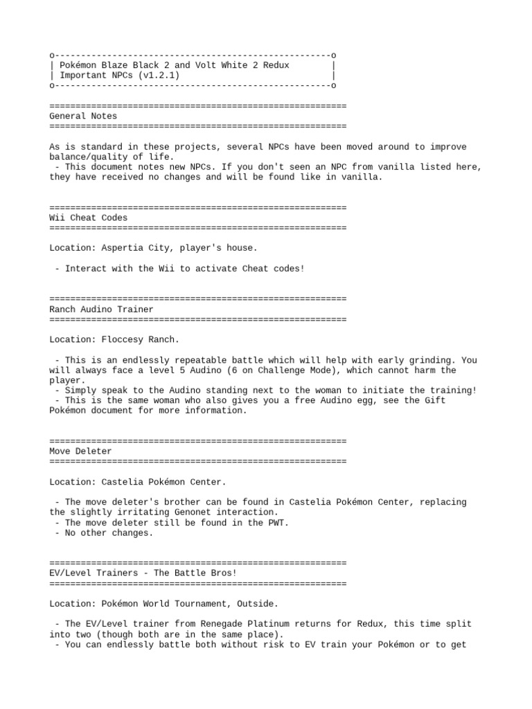 Important NPC Locations in Pokémon Blaze Black 2 and Volt White 2 Redux ...