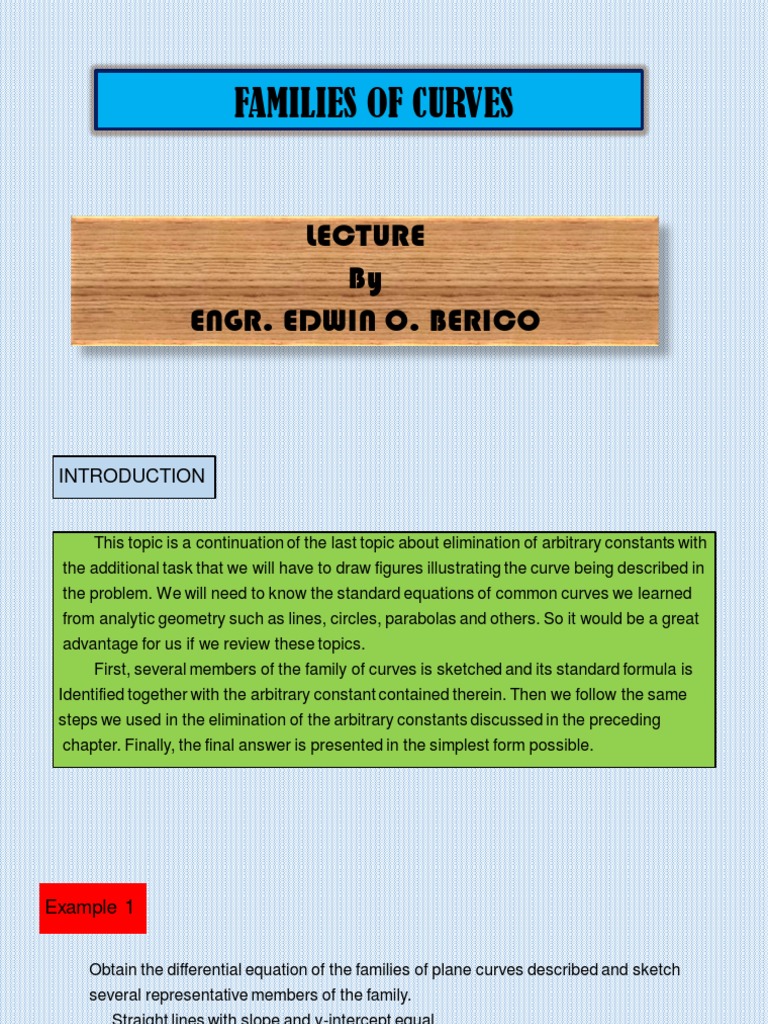DE LEC 1b FAMILIES OF CURVES | PDF | Line (Geometry) | Equations