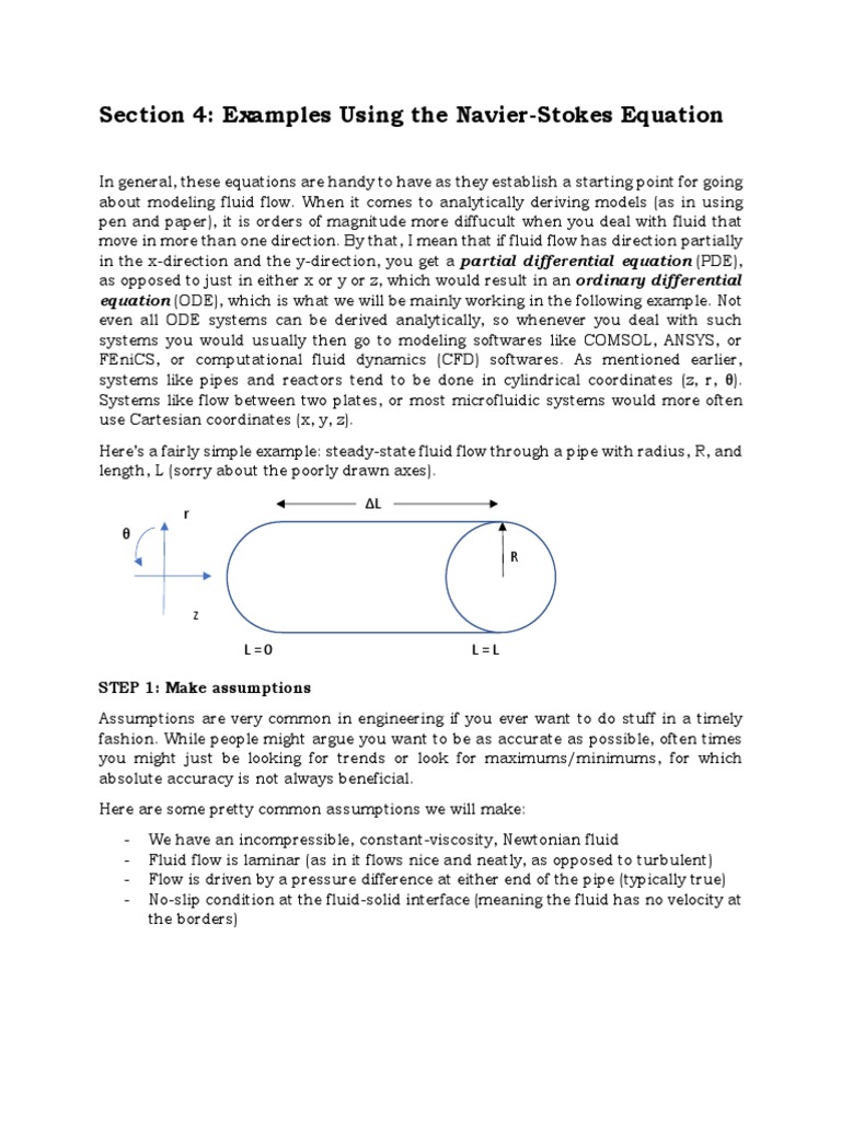 Navier-Stokes Equation: Velocity Profile Analysis | PDF | Fluid ...
