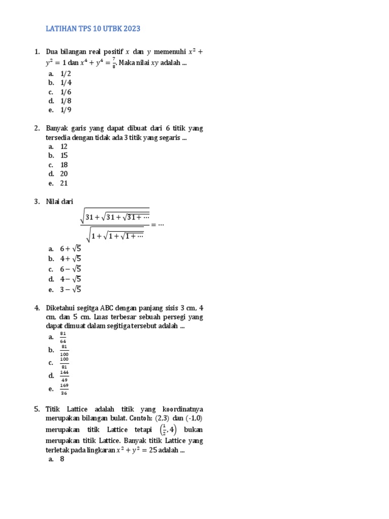 Latihan TPS 10 UTBK 2023 | PDF