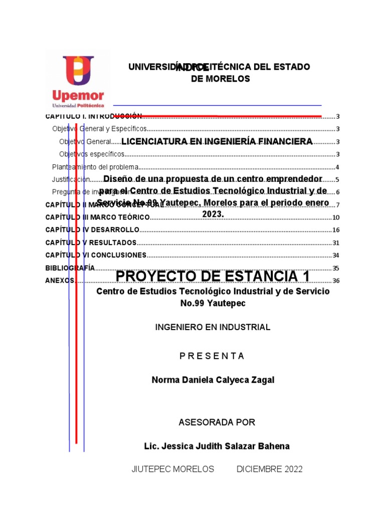 Anexo Formato de Proyecto de Estancia (IFI) | PDF | Iniciativa ...