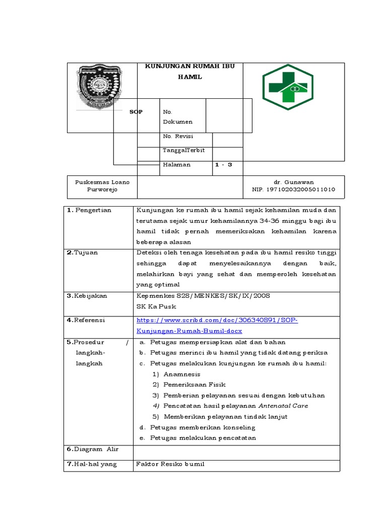 Sop Kunjungan Rumah Ibu Hamil | PDF