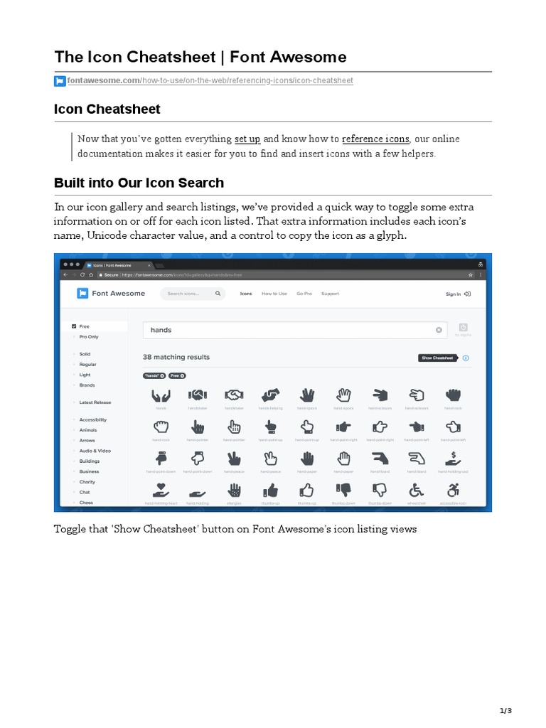 The Icon Cheatsheet - Font Awesome | PDF