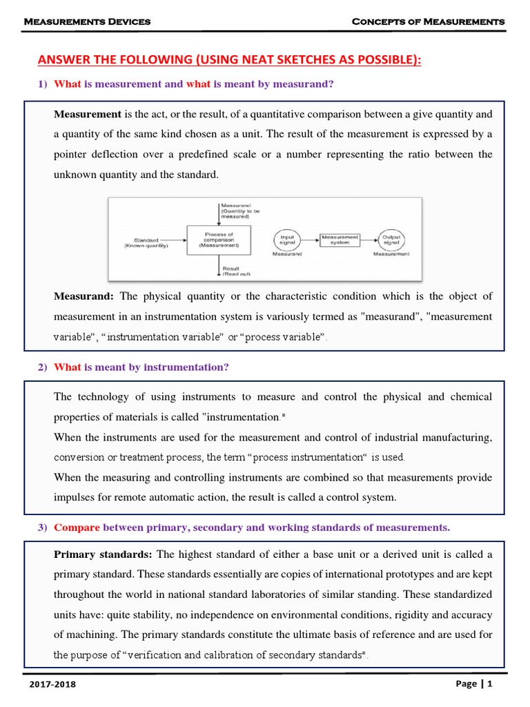 1-Sheet 1 Measure Answer | PDF | Observational Error | Measurement