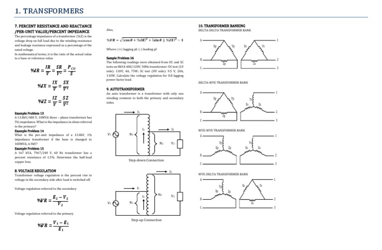Transformers - Percent Impedance, Voltage Regulation and Banking | PDF ...