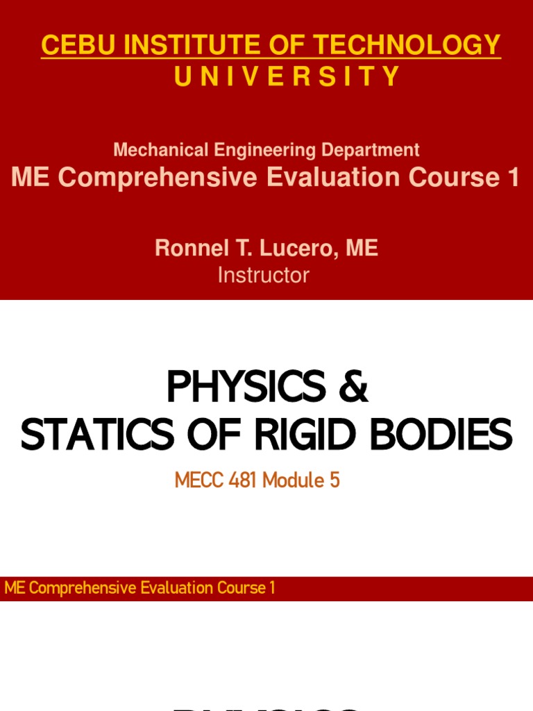 MECC481 - 5 - Physics Statics of Rigid Bodies | PDF