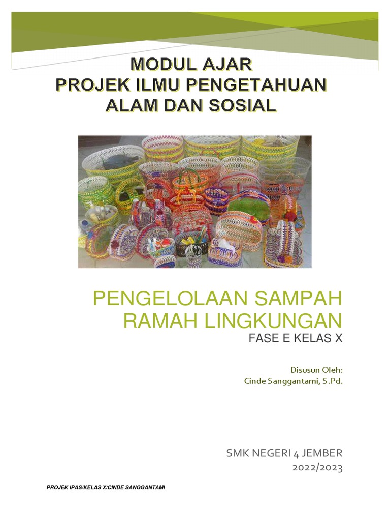 Modul Ajar Ilmu Pengetahuan Alam Dan Sosial (IPAS) - PENGELOLAAN SAMPAH RAMAH LINGKUNGAN - Fase ...