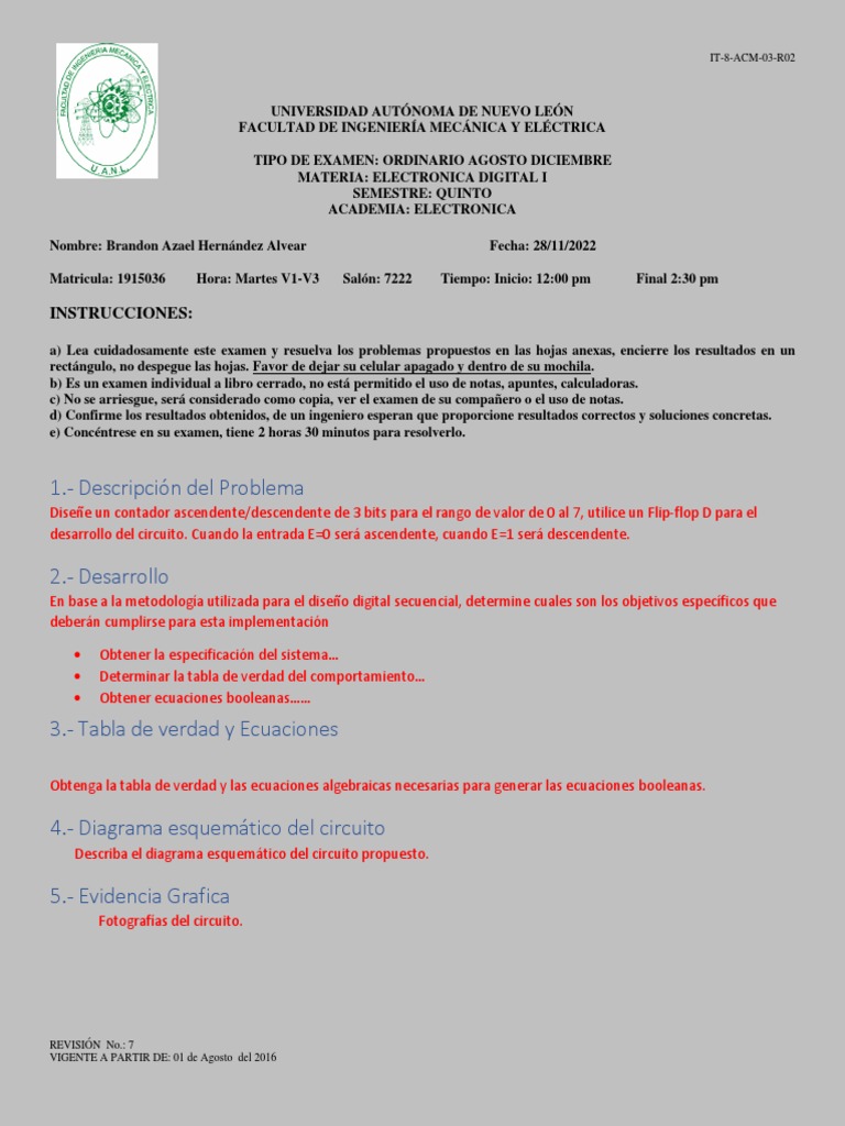 AF6 Ex Ord. Contador Ascendente-Descendente Del 0 Al 7 1 | PDF | Ecuaciones | Ingenieria Eléctrica