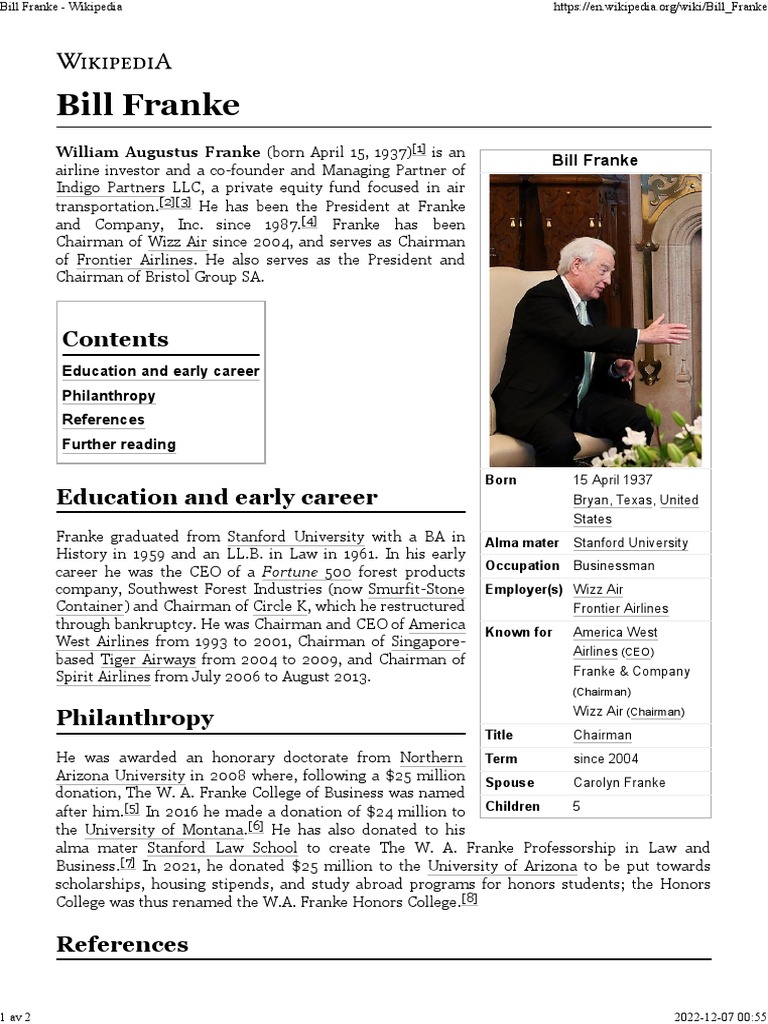 Bill Franke - Wikipedia | PDF