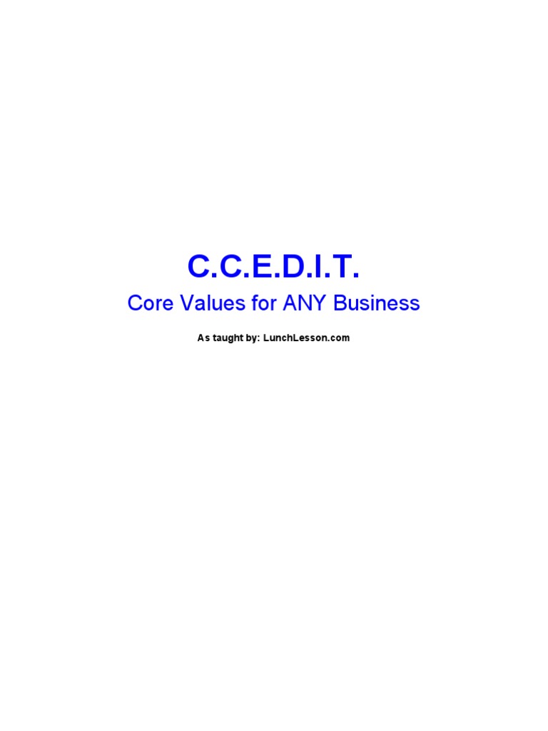C.C.E.D.I.T.: Core Values For ANY Business | PDF | Critical Thinking ...