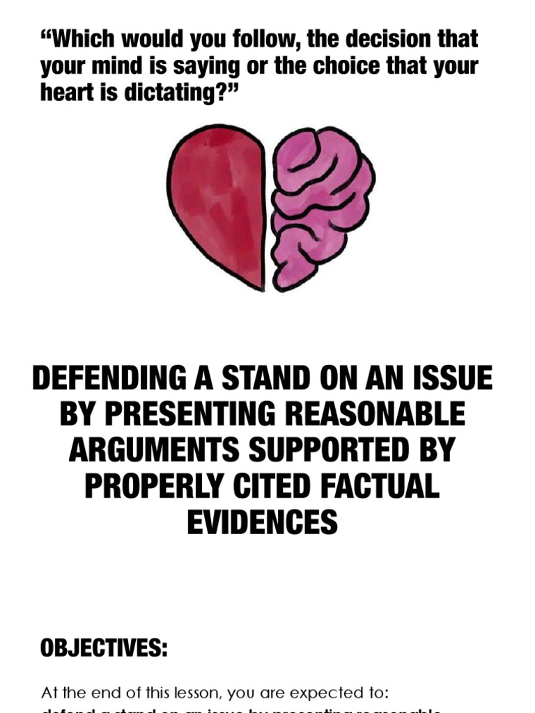 Defending A Stand On An Issue by Presenting | PDF | Fallacy | Argument