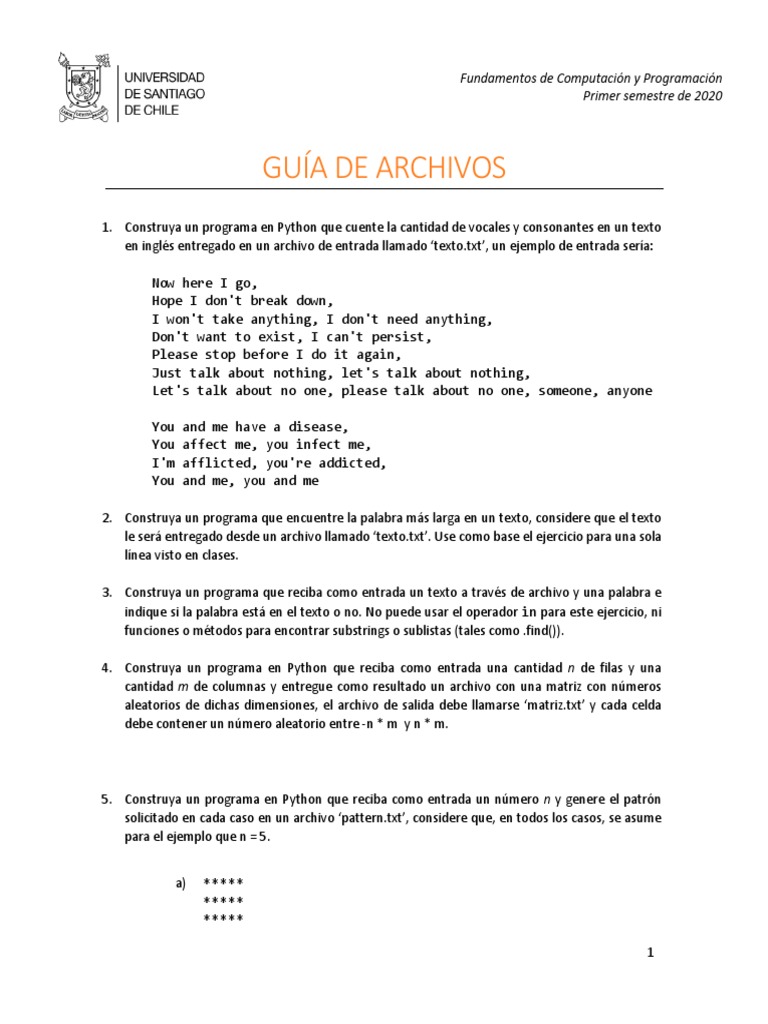 Guía Archivos Programacion Usach | PDF | Archivo de computadora | Papa