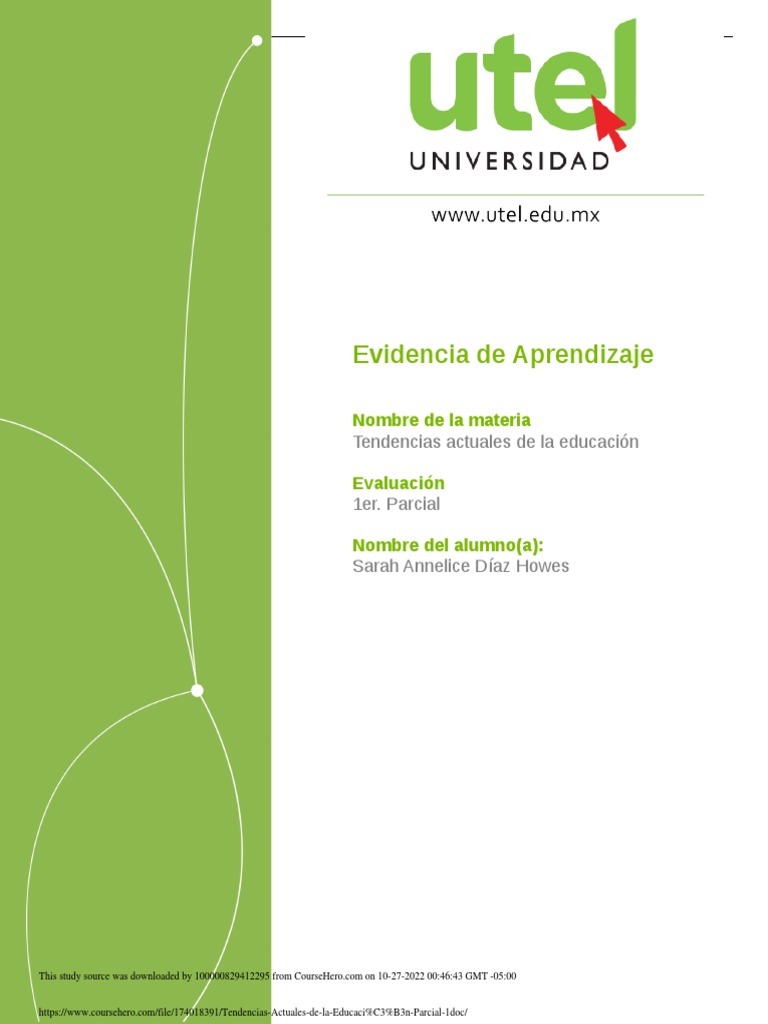 Tendencias Actuales de La Educaci N Parcial 1 | PDF | Evaluación | Educación más alta