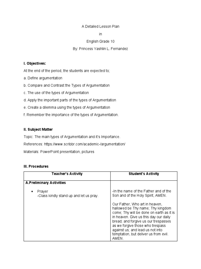 Lesson Plan Argumentation | PDF | Deductive Reasoning | Inductive Reasoning