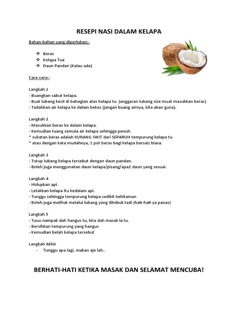 Resepi Nasi Kelapa & Roti Lilit | PDF