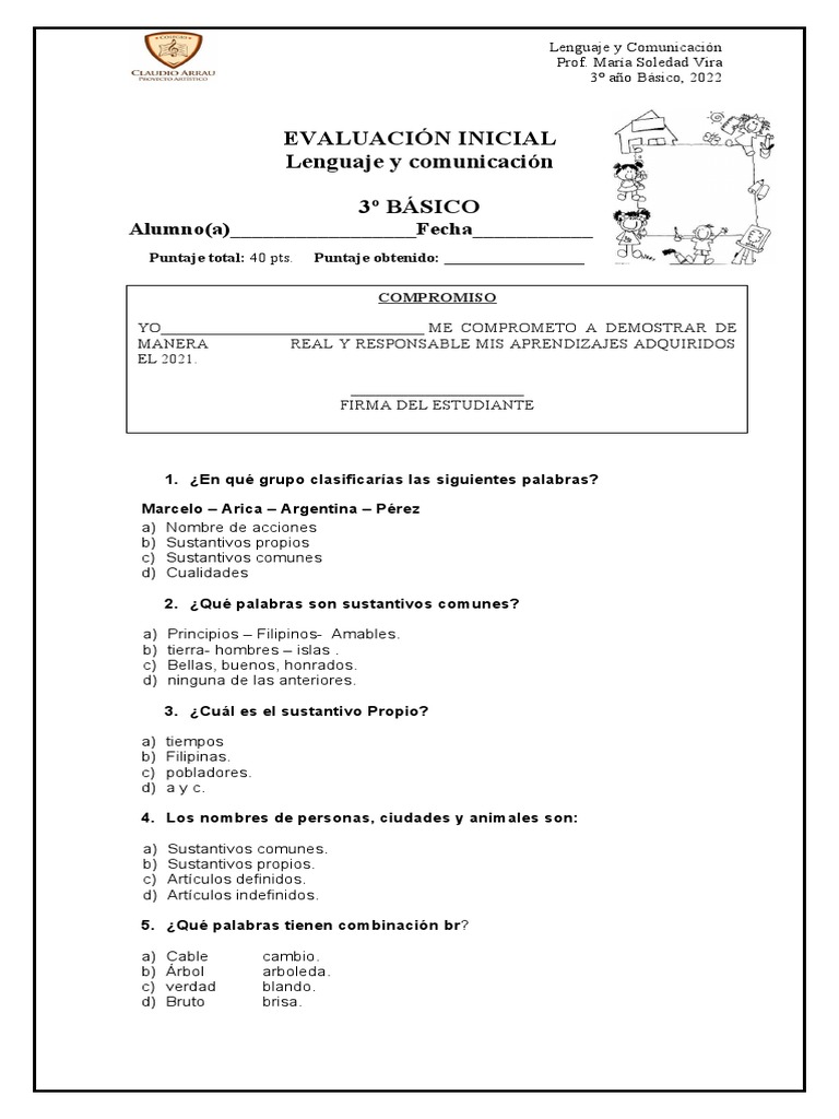 Diagnostico Lenguaje 3° Básico | PDF