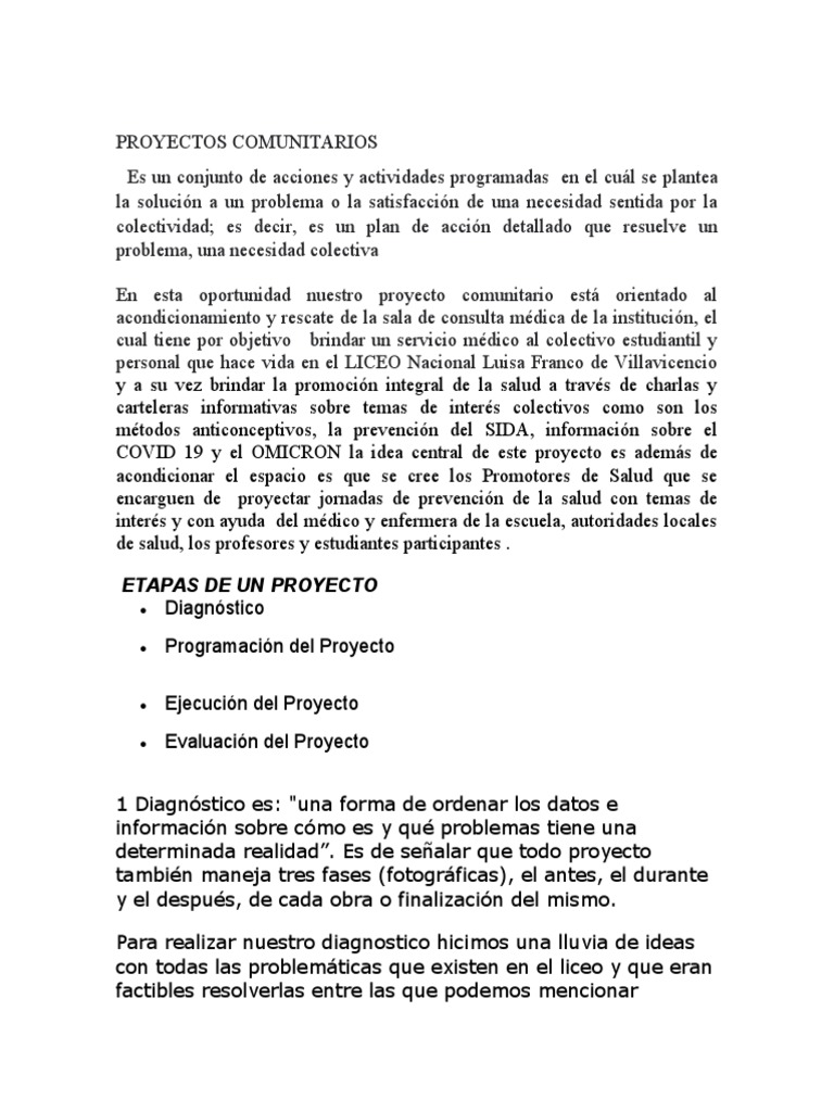 Proyectos Comunitarios | PDF