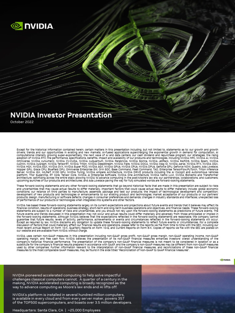 NVIDIA Investor Presentation Oct 2022 | PDF | Graphics Processing Unit | Computing