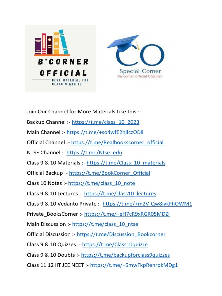 A Comprehensive Collection of Telegram Channels and Groups for Class 9 ...