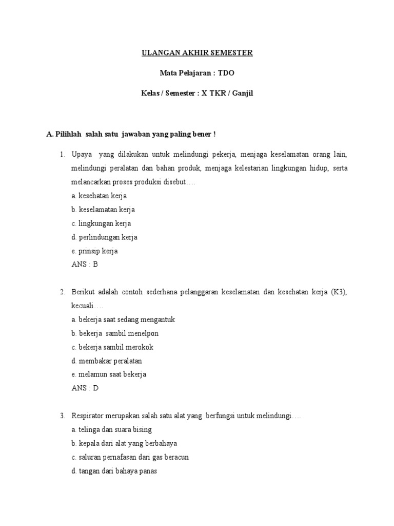 Soal Pas Tdo X Tkro 22-23 | PDF