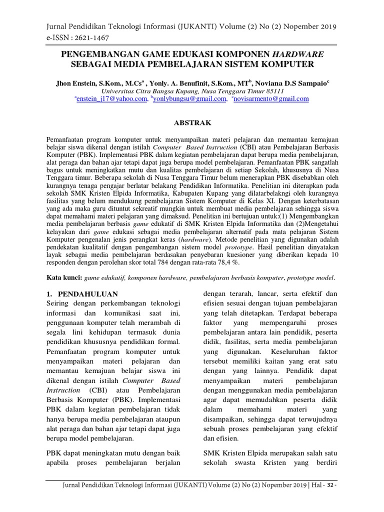 Pengembangan Game Edukasi Komponen Hardw 6158f945 | PDF